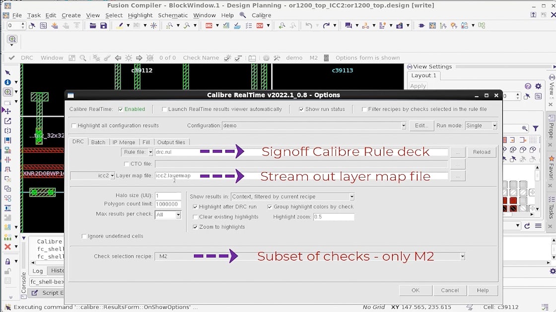 How-to run in-design Calibre DRC in Fusion Compiler