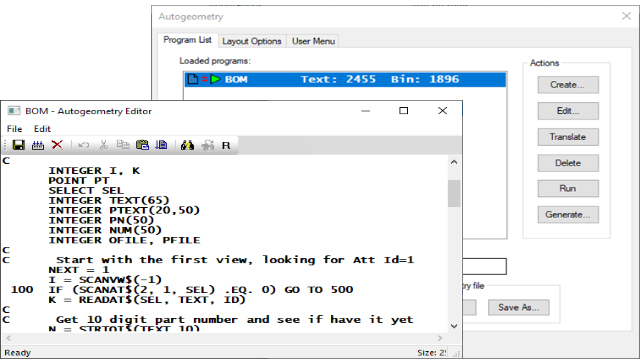 CADRA AutoGeometry Programming